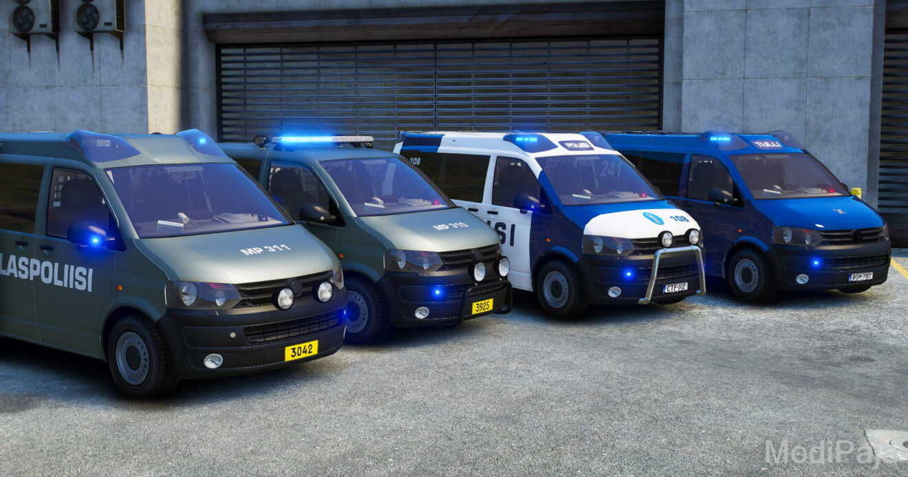GTA V Finnish Police 108, Customs 241, Military Police vehicles - ModiPaja